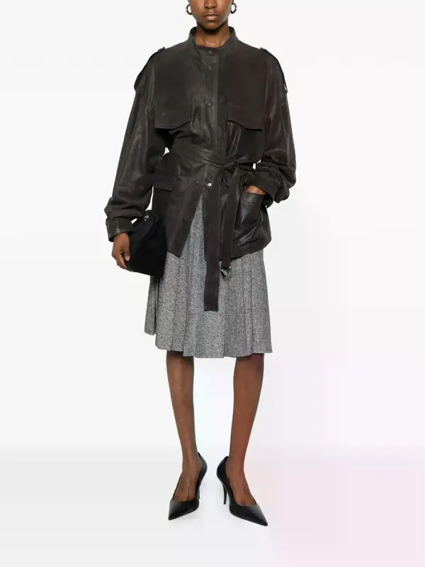 Ermanno Scervino Herringbone Pleated Midi Skirt