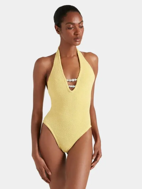 Hunza G Butter Adriana Beaded Swimsuit - Yellow