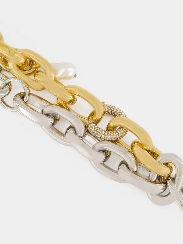 Rabanne Xl Two-tone Link Chain Necklace - Multicolour