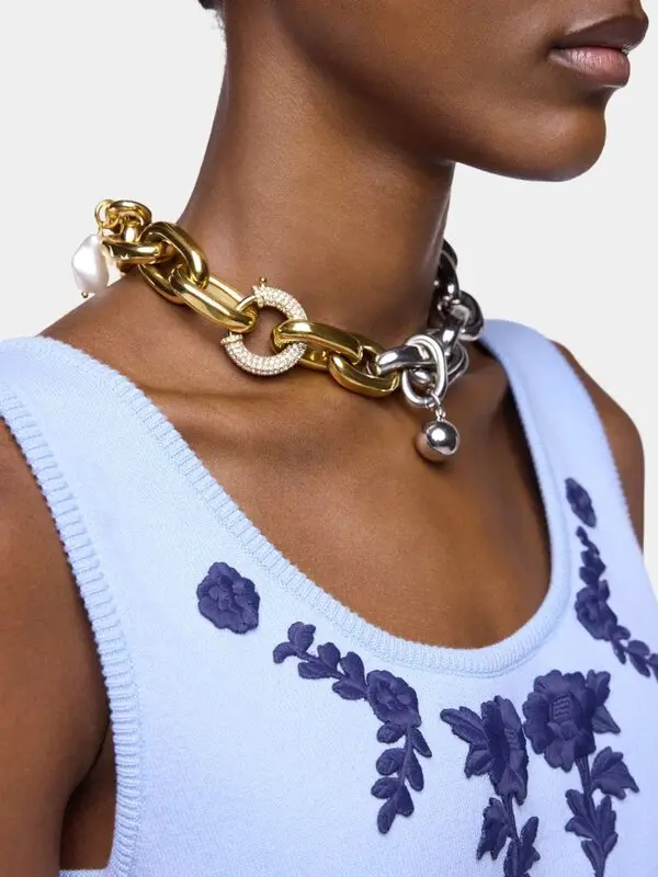 Rabanne Xl Two-tone Link Chain Necklace - Multicolour