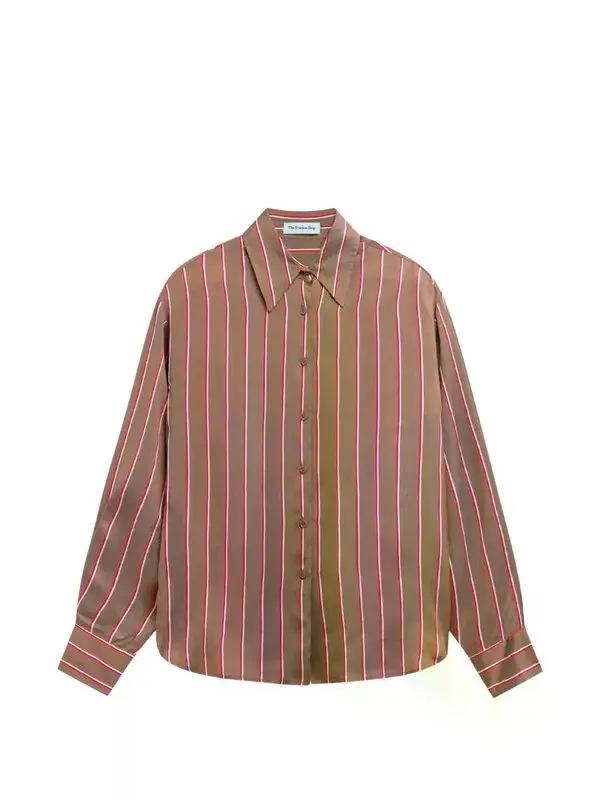 THE FRANKIE SHOP Striped Buttoned Shirt - Brown