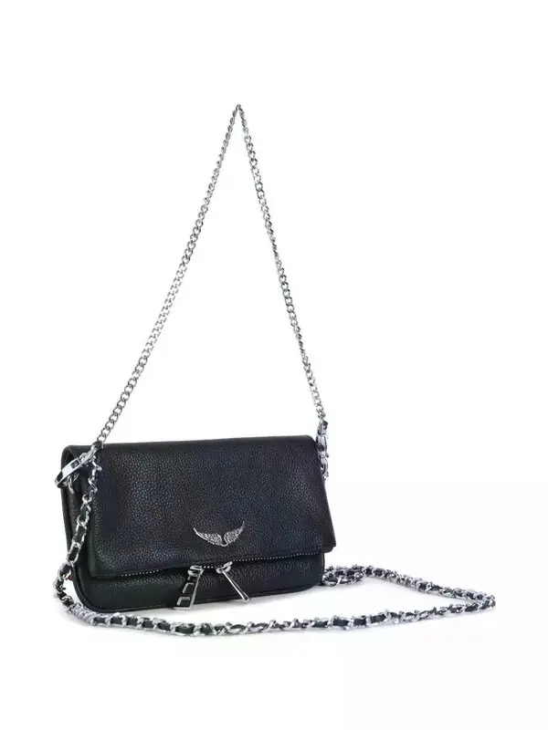 Zadig&Voltaire Mini Rock Leather Clutch Bag With Chain Strap - Black