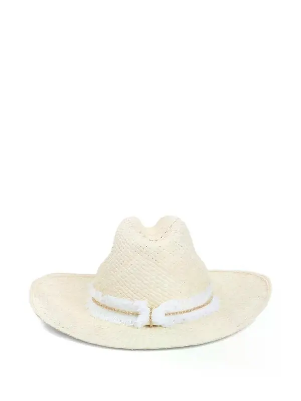 MAISON MICHEL Austin Strass-embellished Hat - Neutrals