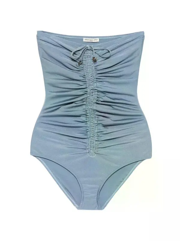 Veronique Leroy Drawstring-detail Strapless Swimsuit - Blue