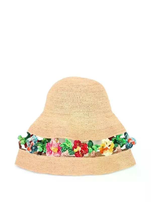 Alanui Sea Nomad Floral-appliqué Hat - Neutrals