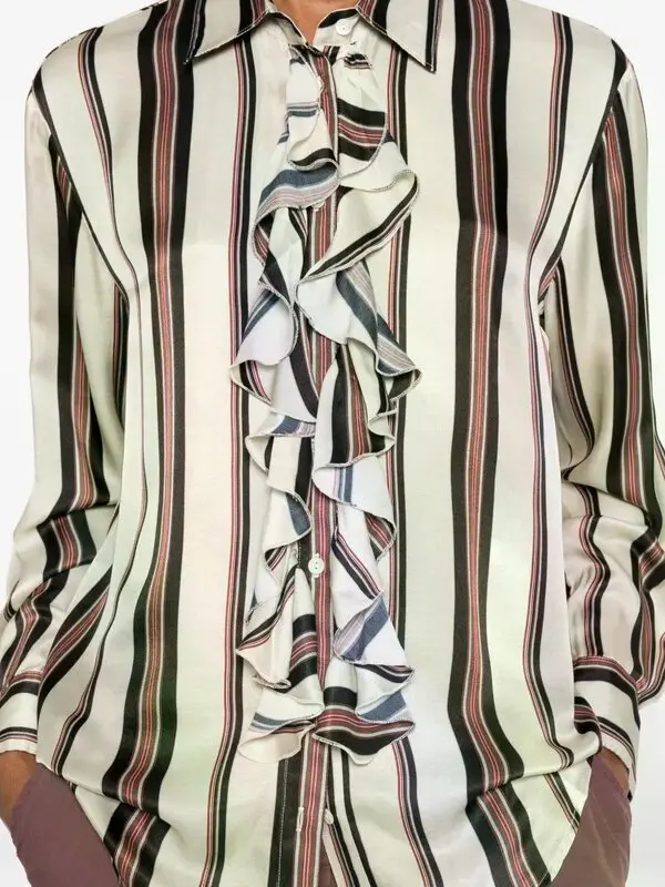 DIEGA Striped Shirt With Ruffle Detail