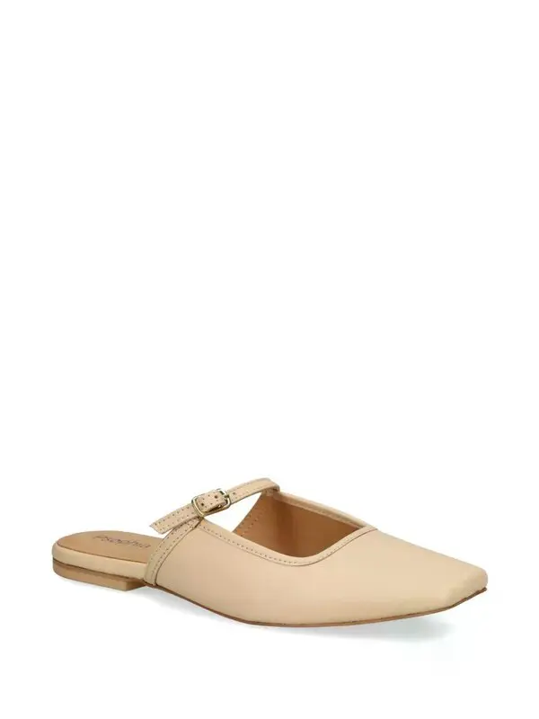 PSOPHIA Buckle-strap Square-toe Flat Mules
