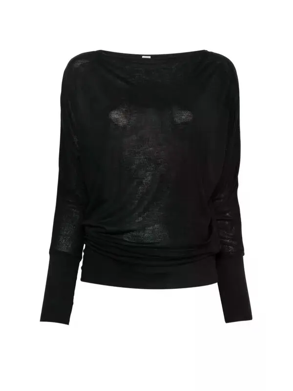 TOTEME Boat Neck Long Sleeve Top - Black