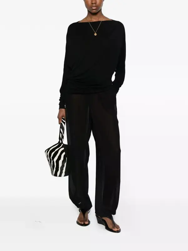 TOTEME Boat Neck Long Sleeve Top - Black