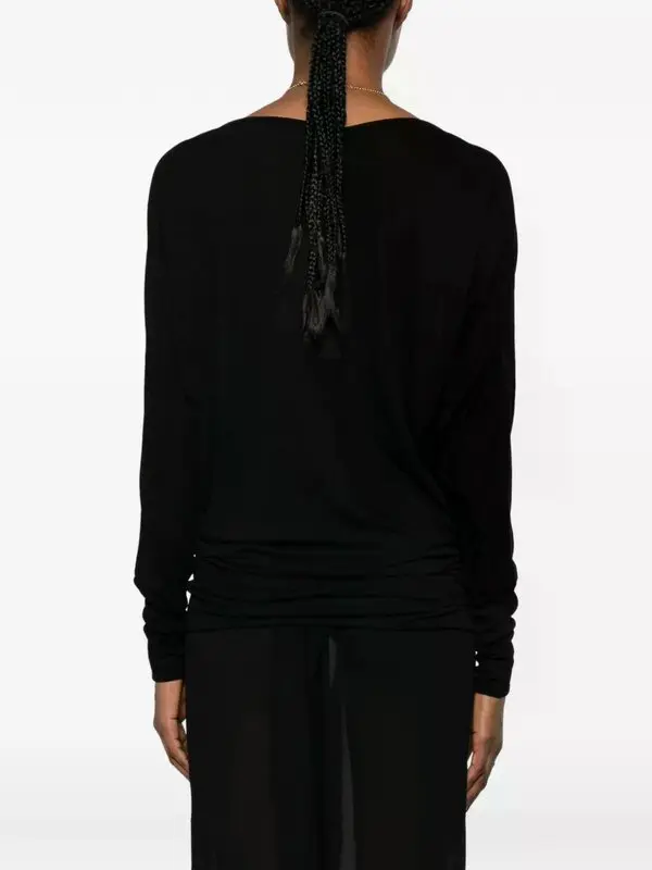 TOTEME Boat Neck Long Sleeve Top - Black