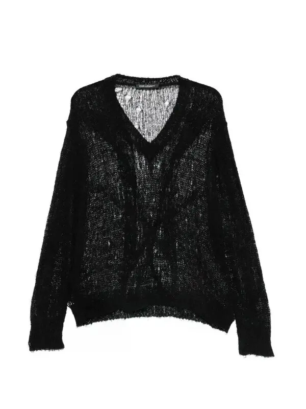 Our Legacy V-neck Distressed Open-knit Sweater