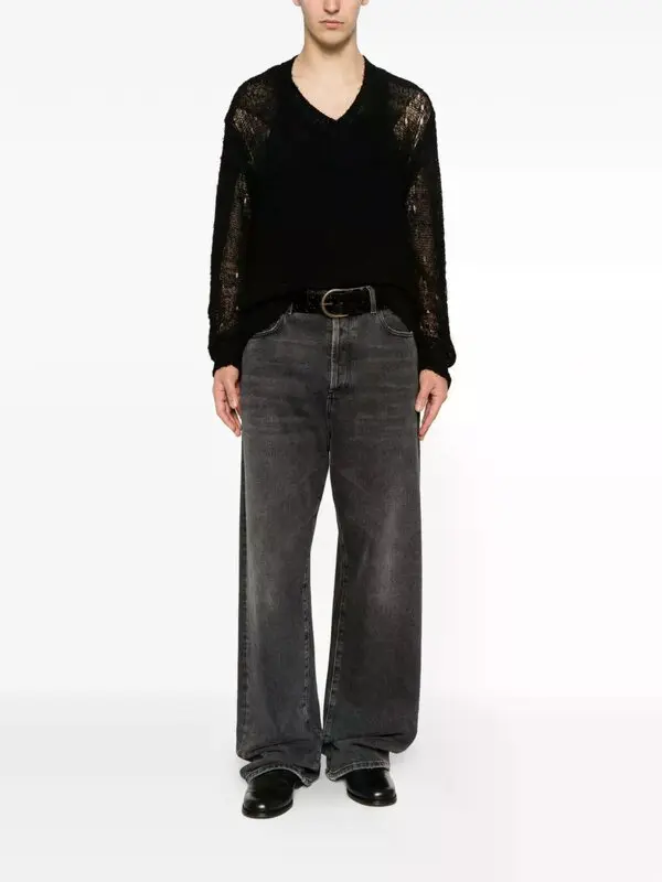 Our Legacy V-neck Distressed Open-knit Sweater