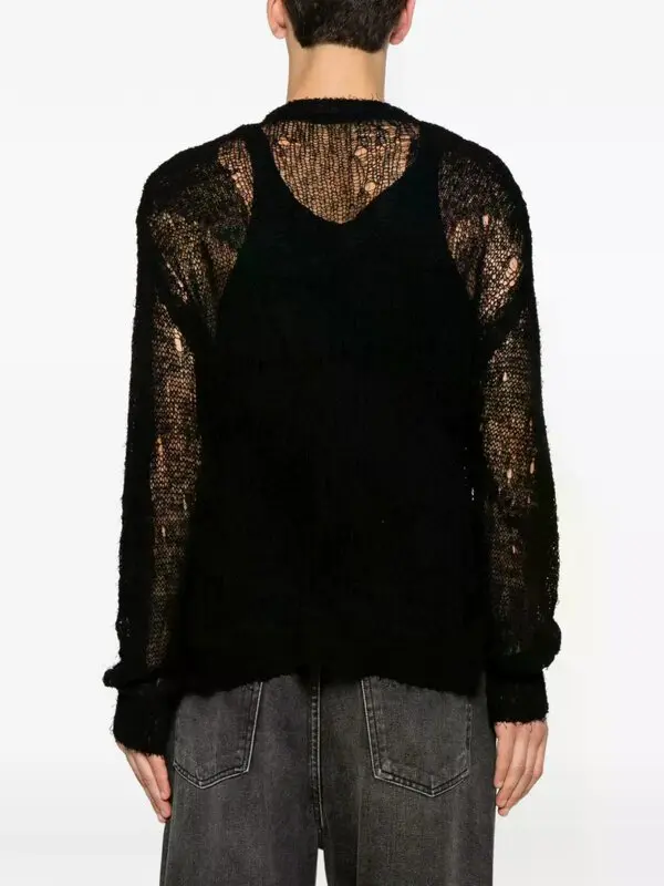 Our Legacy V-neck Distressed Open-knit Sweater