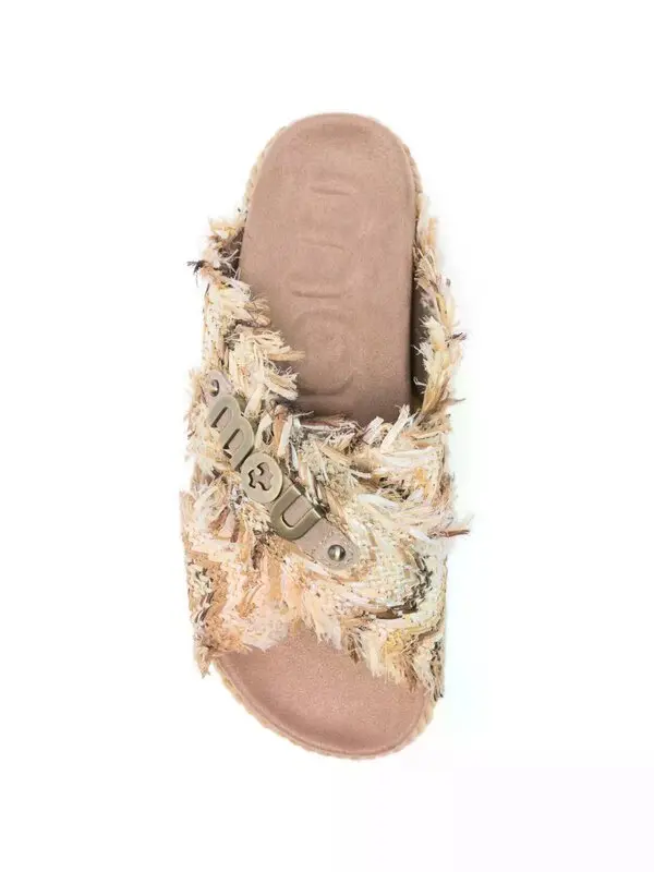 Mou Criss-cross Raffia Sandals