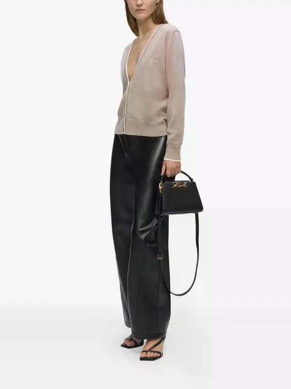 Karl Lagerfeld Logo-embroidered Merino-wool Cardigan