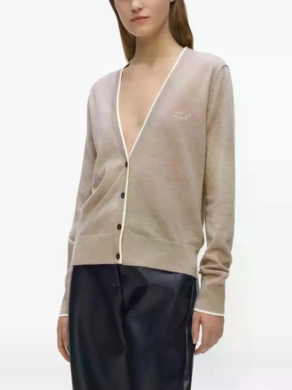 Karl Lagerfeld Logo-embroidered Merino-wool Cardigan