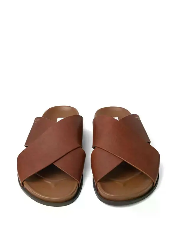 JIMMY CHOO Sol Crossover Strap Flat Sandals - Brown