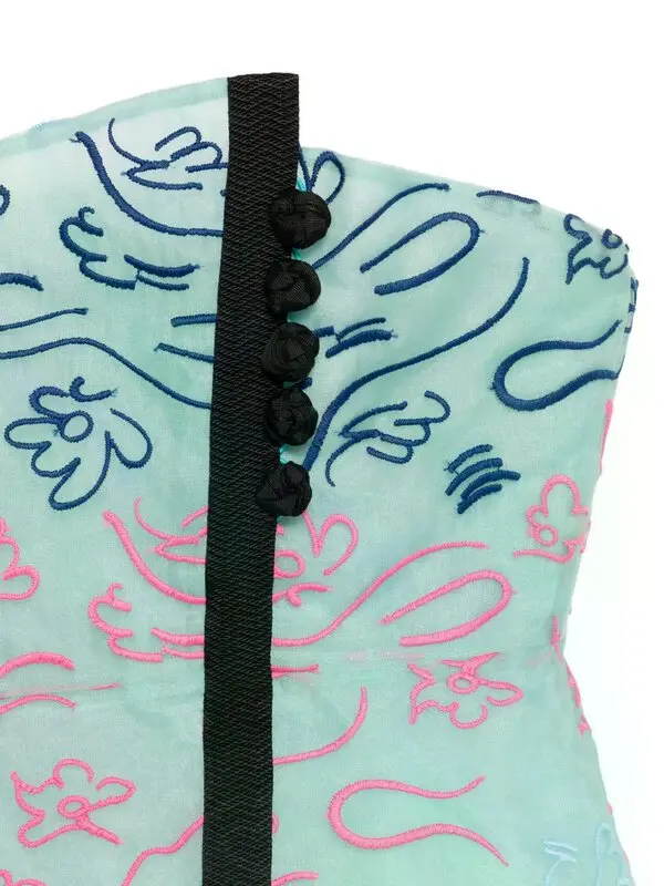 Emporio Armani Embroidered Strapless Top - Blue