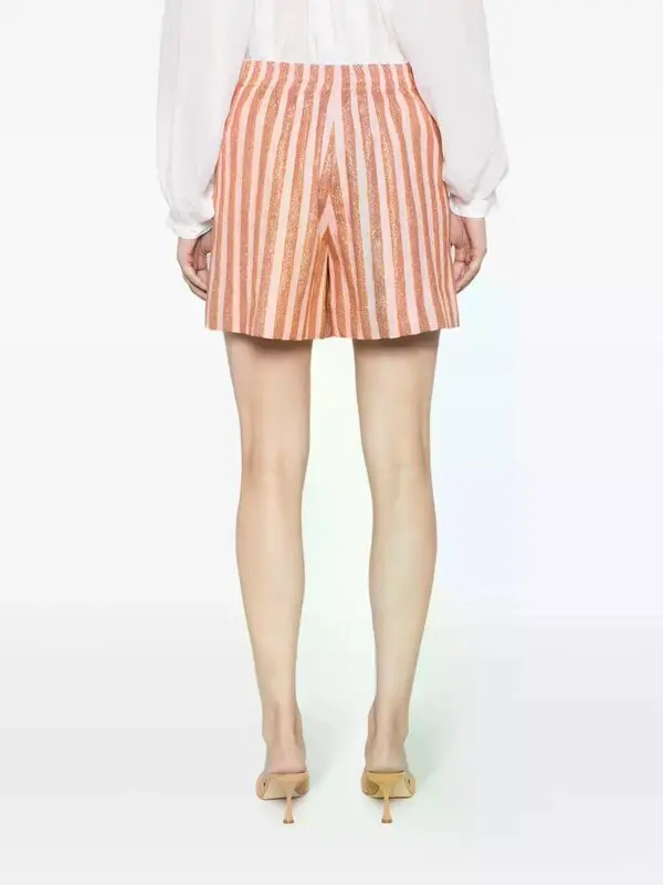FORTE_FORTE Metallic Threading Striped Shorts - Pink