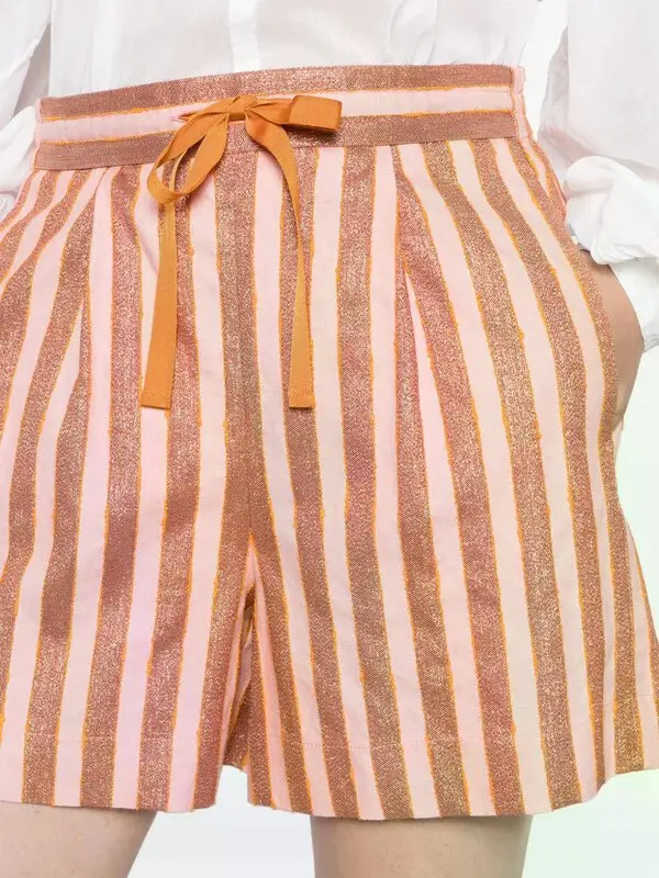 FORTE_FORTE Metallic Threading Striped Shorts - Pink
