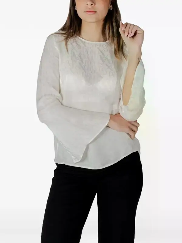 Armani Exchange Embossed-logo Blouse - Neutrals