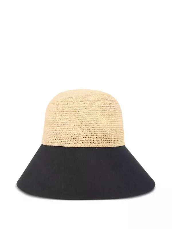 Helen Kaminski Blaise Raffia Linen-panel Cap - Neutrals