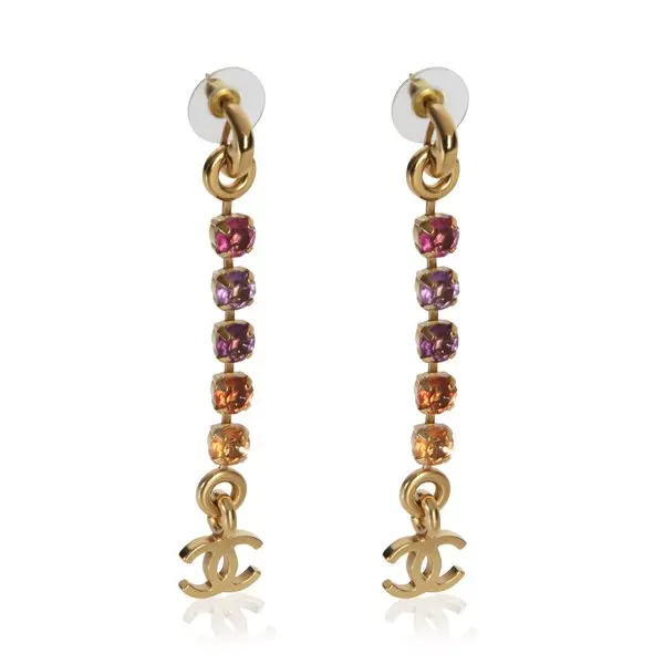 Chanel Gold Plated Rainbow Cc Earrings - Gold_plated