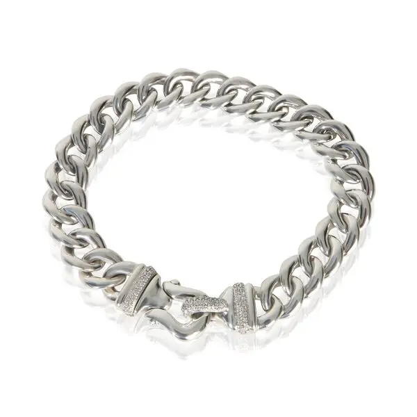 David Yurman Sterling Silver Diamond Buckle Curb Link Bracelet - Sterling_silver