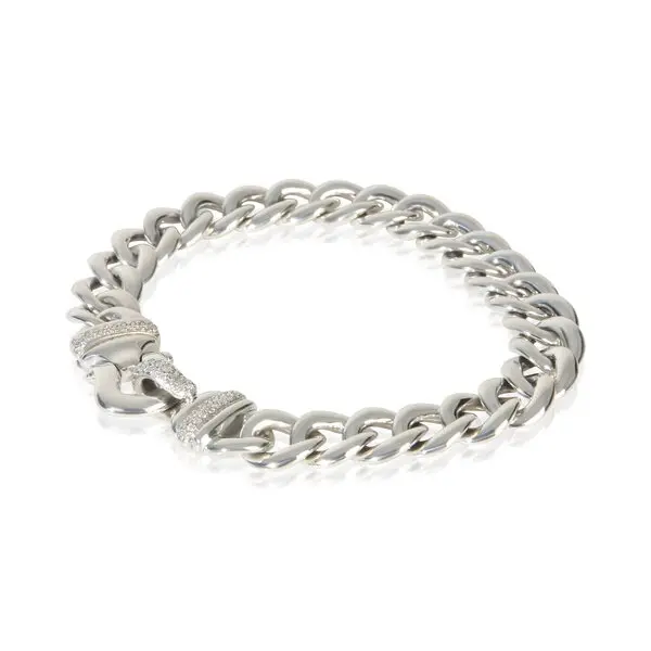 David Yurman Sterling Silver Diamond Buckle Curb Link Bracelet