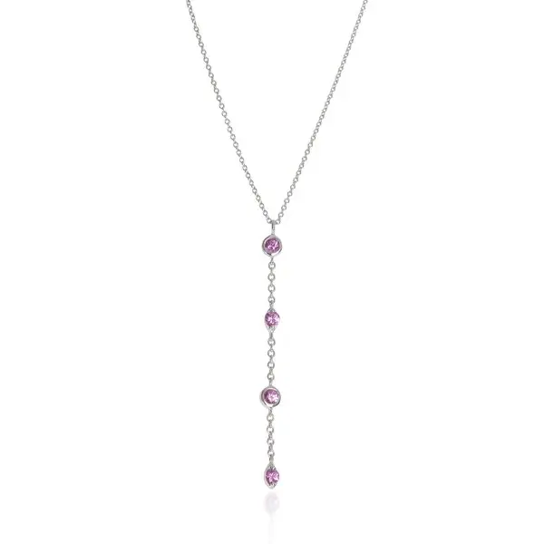 Tiffany & Co. 18k White Gold Pink Sapphire Pendant Necklace - White_gold