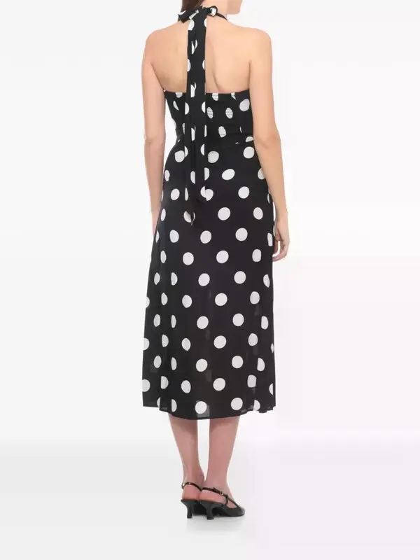 MAR DE MARGARITAS Polka-dot Halterneck Midi Dress