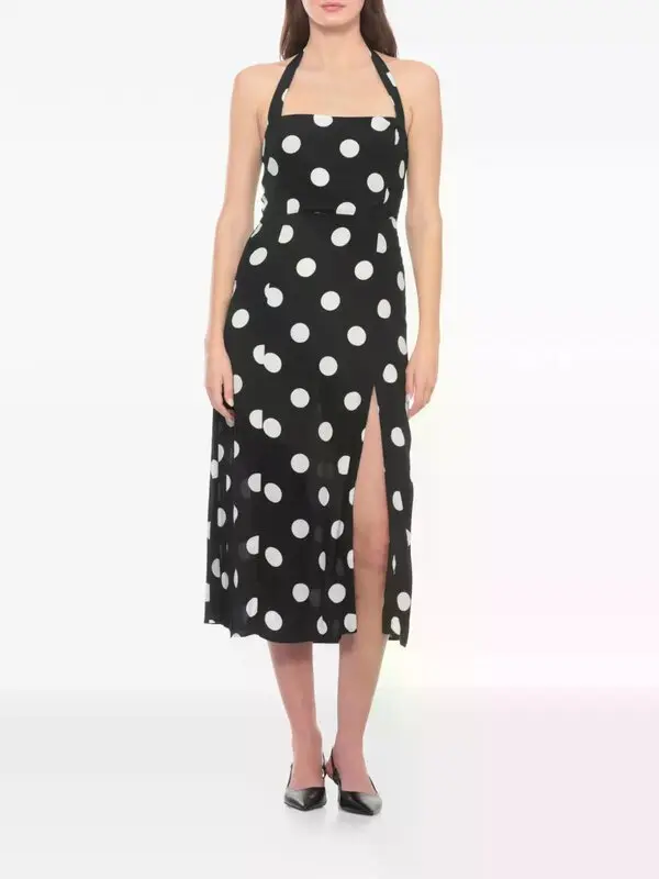 MAR DE MARGARITAS Polka-dot Halterneck Midi Dress