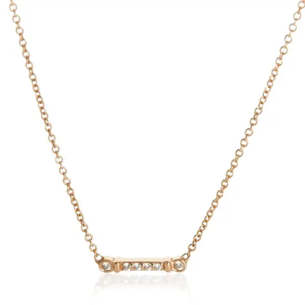 Tiffany & Co. Rose Gold Diamond Fleur De Lis Bar Necklace - Rose_gold