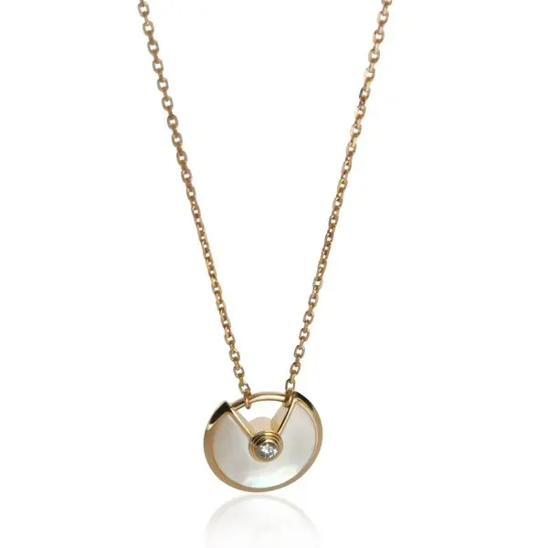 Cartier Yellow Gold, Mother Of Pearl, And Diamond Amulette Pendant Necklace - Yellow_gold