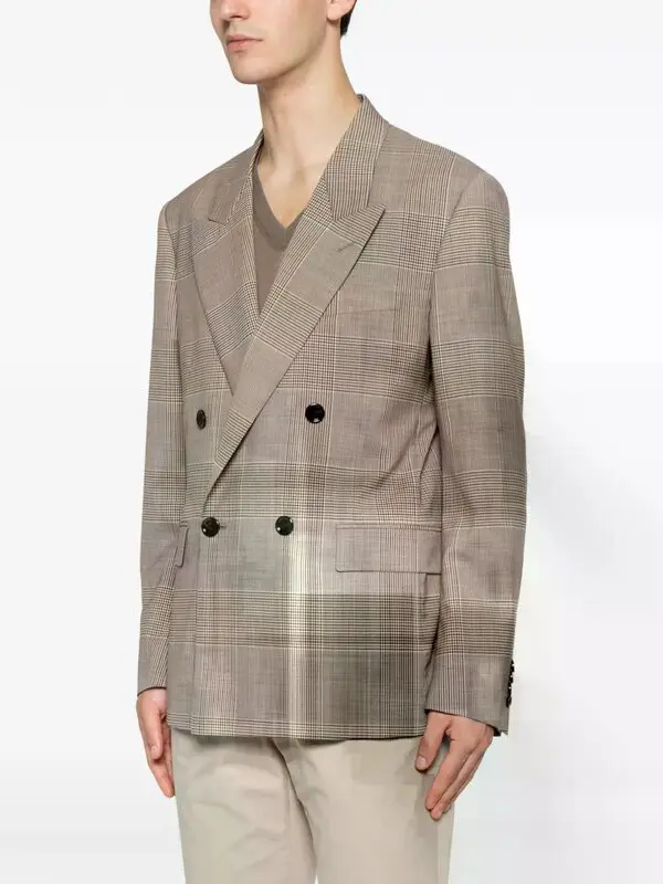 LARDINI Double-breasted Check-pattern Blazer - Brown