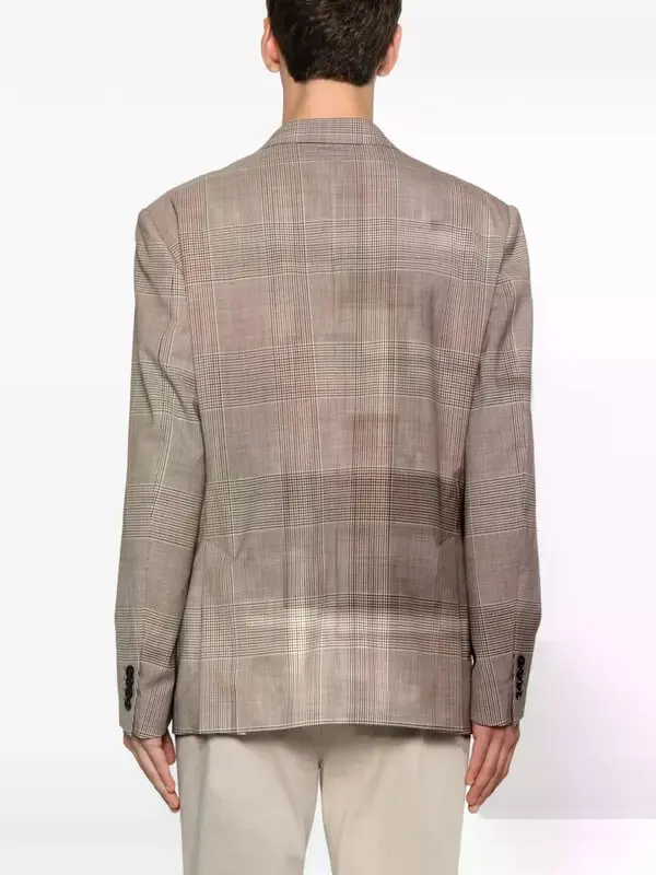 LARDINI Double-breasted Check-pattern Blazer - Brown