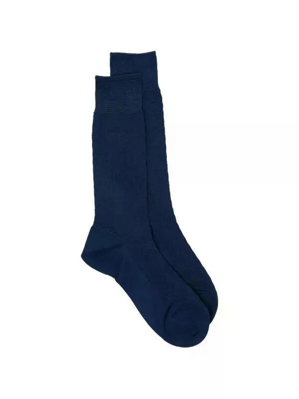 Zegna Textured Mid-calf Socks - Blue