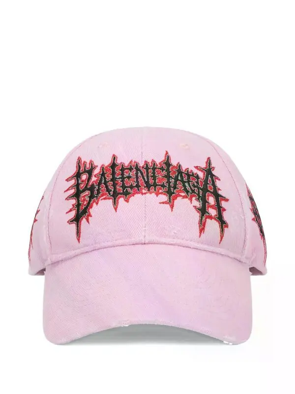 Balenciaga Embroidered Distressed-effect Cap - Pink
