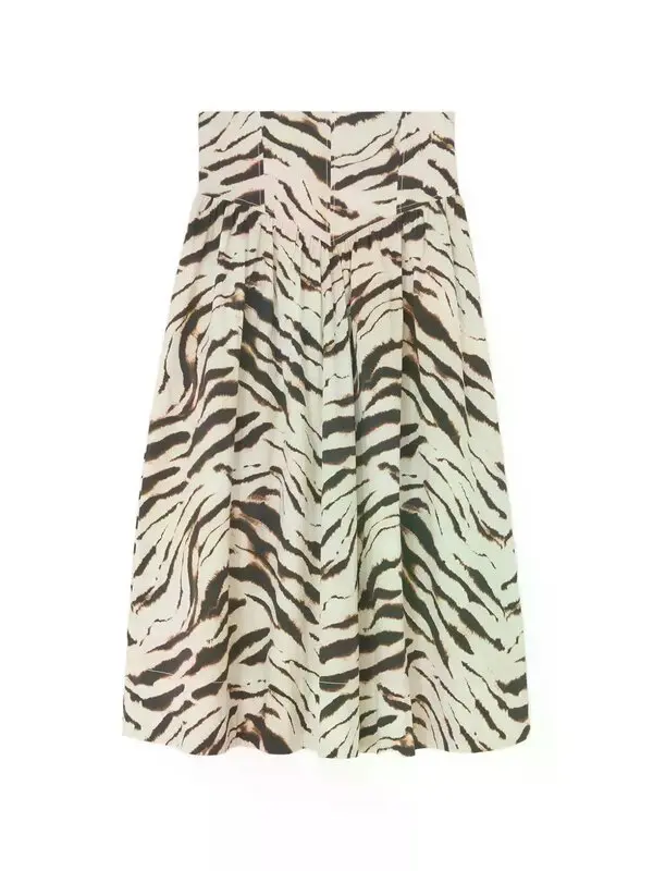 GANNI Zebra-print Gathered Maxi Skirt - Neutrals