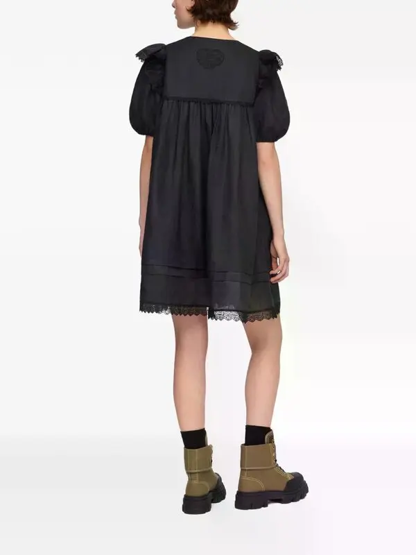 GANNI Ruffled Lace-trim Dress