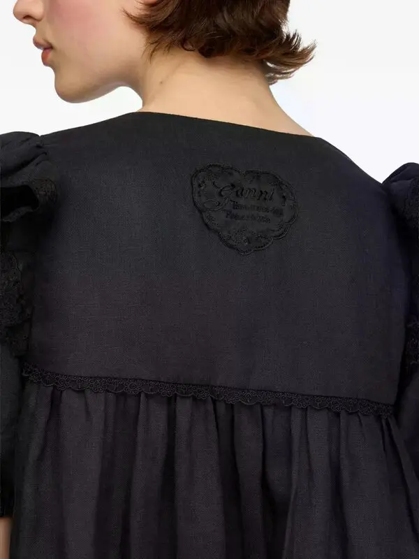 GANNI Ruffled Lace-trim Dress