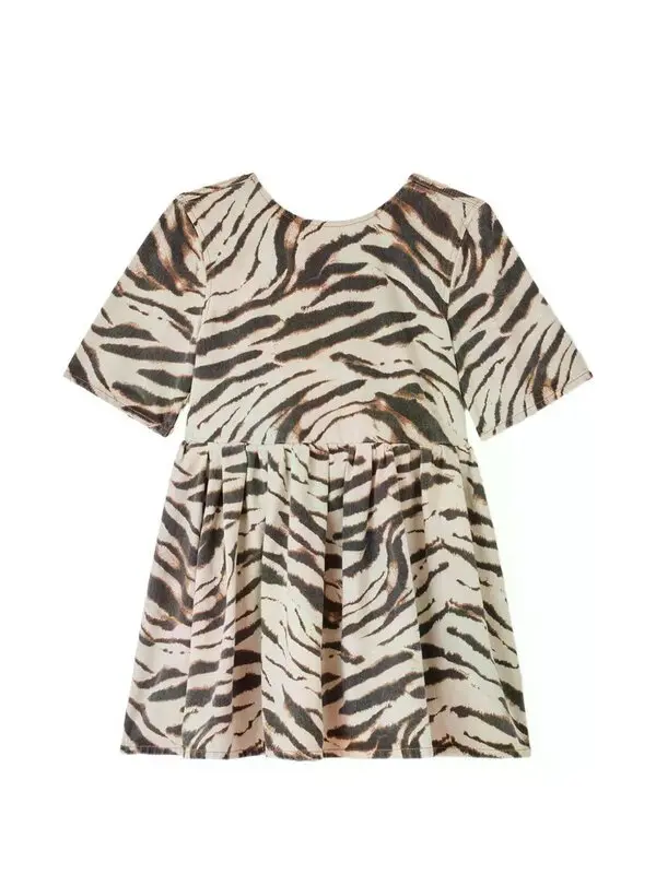 GANNI Zebra-print Denim Mini Dress - Neutrals