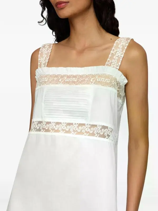GANNI Lace-trim Square Neck Mini Dress