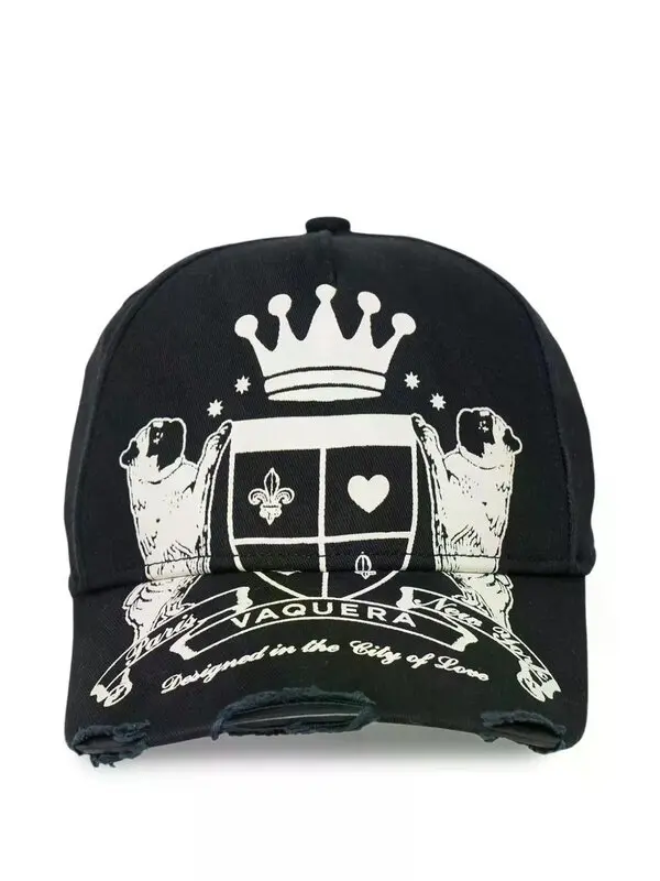 Vaquera Graphic-print Distressed Baseball Cap - Black