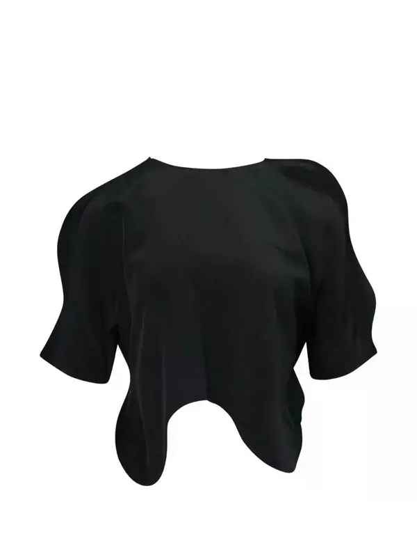 PUSHBUTTON Wavy-hem Short-sleeve Blouse