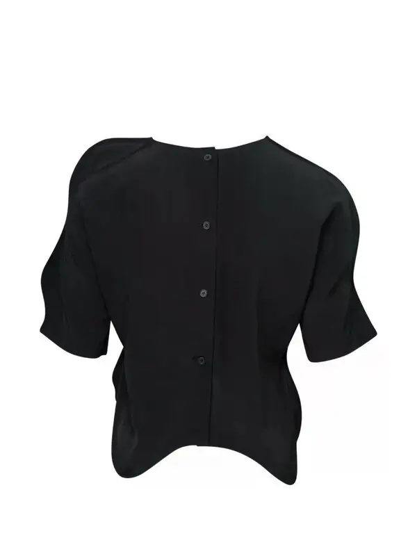 PUSHBUTTON Wavy-hem Short-sleeve Blouse