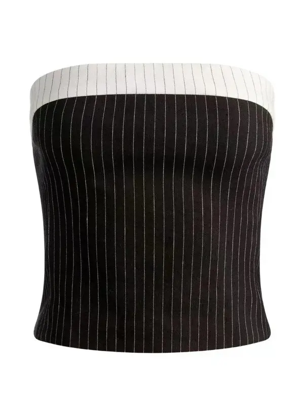 Alice + Olivia Kelly Pinstripe-pattern Strapless Top - Black