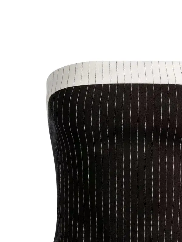 Alice + Olivia Kelly Pinstripe-pattern Strapless Top - Black