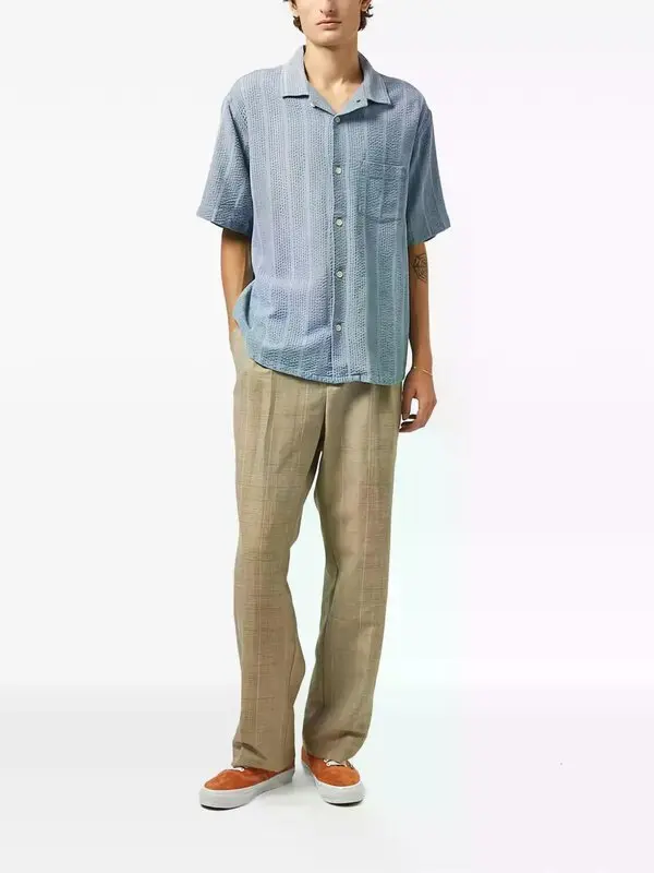 CORRIDOR Striped Seersucker Shirt - Blue