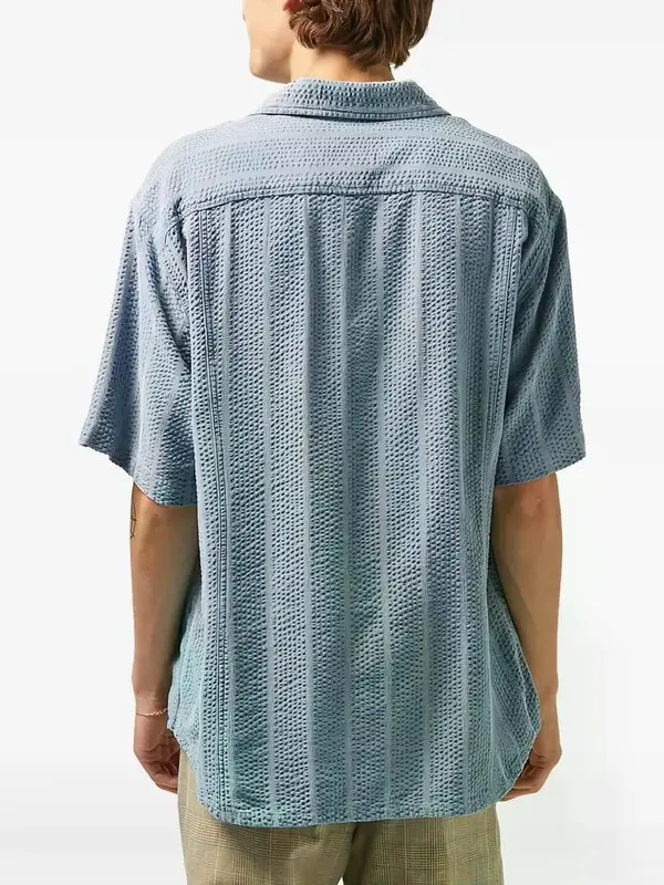CORRIDOR Striped Seersucker Shirt - Blue